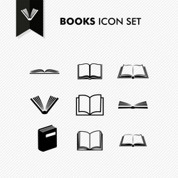 Black book icons set Royalty Free Vector Image
