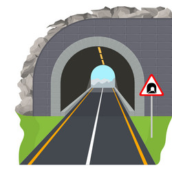 Tunnel and highway with flat cartoon style Vector Image