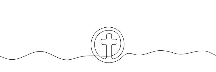 Continuous line drawing of christian cross Vector Image