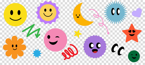 Smiley faces set of cute emojies cartoon Vector Image