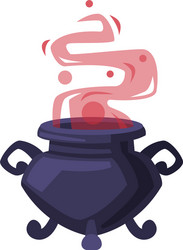 Ugly witch boiling poison in cauldron as fairytale