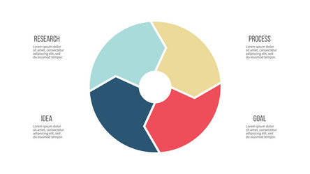 Business infographics pie chart with 4 arrows Vector Image