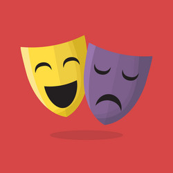 Comedy tragedy laugh now cry later skull masks Vector Image