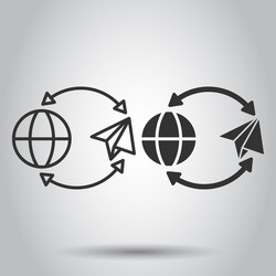 Airplane flight route icon in transparent style Vector Image