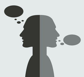 Man head two heads turned away from each other Vector Image