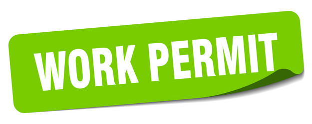 Work permit sticker work permit label Royalty Free Vector