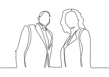 Continuous line drawing of business people Vector Image