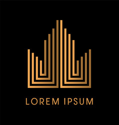 House building gold logo Royalty Free Vector Image