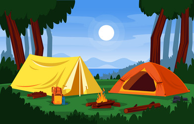 Summer camp tent outdoor mountain nature Vector Image