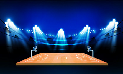 Basketball arena field with bright stadium lights Vector Image