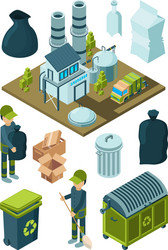 Isometric garbage recycling concept Royalty Free Vector