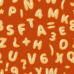 Alphabet soup font letters on red Royalty Free Vector Image