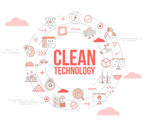 Clean technology concept with icon set template Vector Image