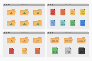 Desktop interface window with folders files Vector Image