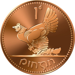 Irish money cooper coin Royalty Free Vector Image