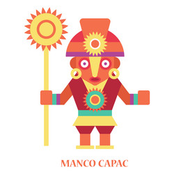 Manco cocha inca divinity flat Royalty Free Vector Image