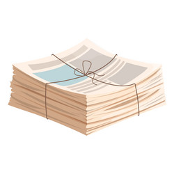 Newspaper pile stack of magazine with rope Vector Image