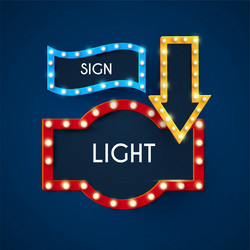 Retro light sign vintage style banner Royalty Free Vector