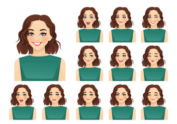 Woman expressions set Royalty Free Vector Image