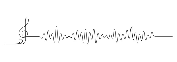 Continuous one line drawing of sound wave with Vector Image