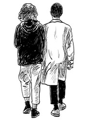 Couple Walking Hand Drawing Vector Images (over 570)