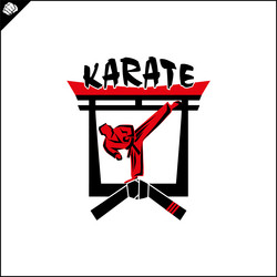 Karate high kick emblem martial art symbol design Vector Image
