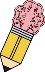 Pencil with a brain shaped eraser Royalty Free Vector Image