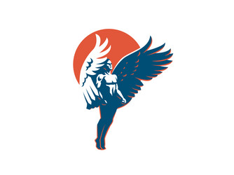 Flying man angel silhouette mythology symbol Vector Image