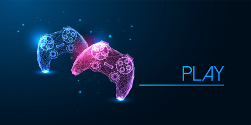 Retro neon color game controller Royalty Free Vector Image