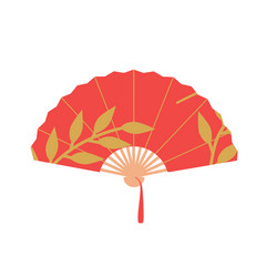 Asian fan red hand traditional isolated Royalty Free Vector