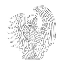 Skeleton angel outline sketch Royalty Free Vector Image