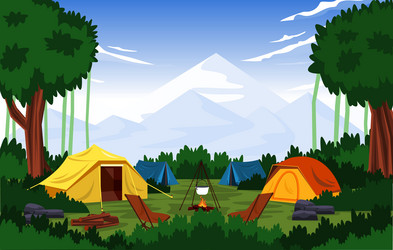 Summer camp tent outdoor mountain nature Vector Image