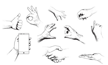 Different human hand positions color icons set Vector Image