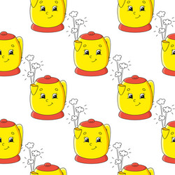 Cute rounded square-shaped characters pattern Vector Image