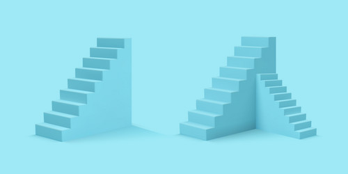 3d realistic studio room purple ladder steps Vector Image