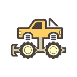 Set of monster trucks pickup truck with big Vector Image
