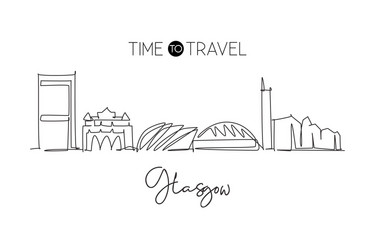One single line drawing of glasgow city skyline Vector Image