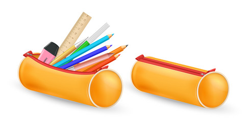 Box pencil case cartoon Royalty Free Vector Image