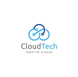 Cloud tech logo design template stylish log Vector Image
