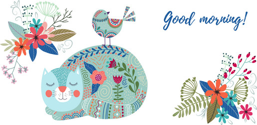 Good morning art colorful Royalty Free Vector Image