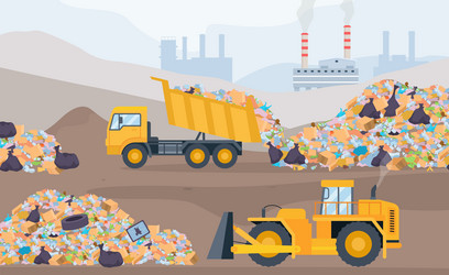 Polluted winter cartoon landscape Royalty Free Vector Image