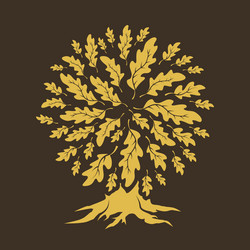Oak tree with a banner Royalty Free Vector Image