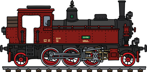 Vintage red small steam locomotive Royalty Free Vector Image