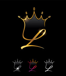 Golden crown monogram logo initial letter l Vector Image