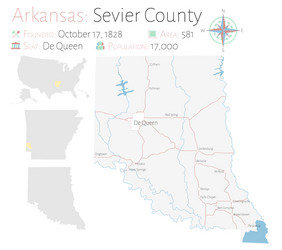 Map of sevier county in arkansas usa Royalty Free Vector