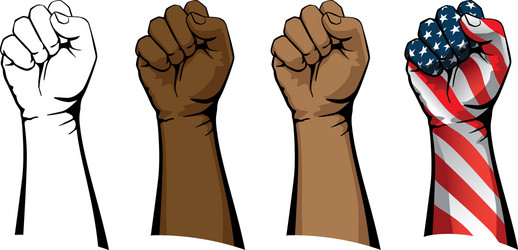 Raised fist hand gesture emblems Royalty Free Vector Image