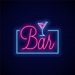 Cocktail bar neon logo Royalty Free Vector Image