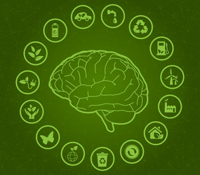 Think green earth calligram Royalty Free Vector Image