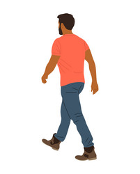 Young man standing back view isolated Royalty Free Vector