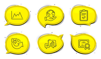 Graph chart 24 hours and diagram icons set Vector Image
